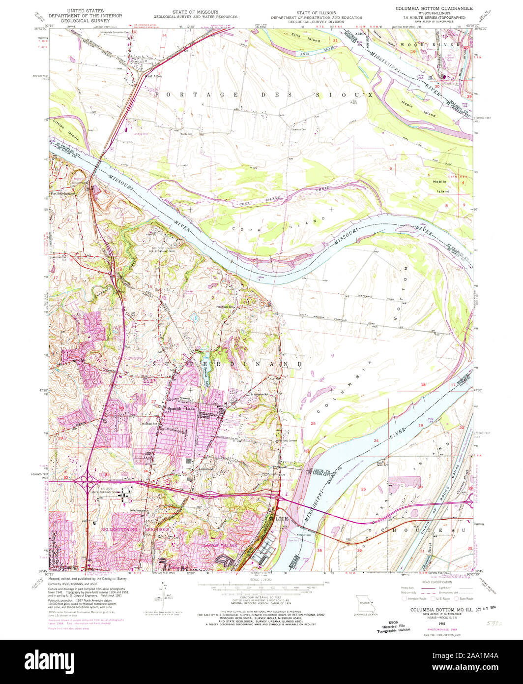 USGS TOPO Map Missouri MO Columbia Bottom 322347 1951 24000 Restoration ...