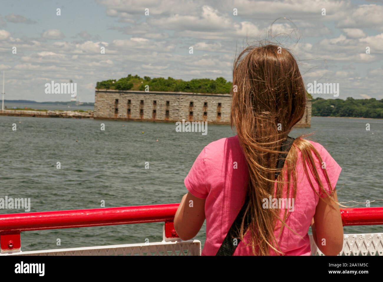 little girl on ferry in Casco Bay Stock Photo - Alamy
