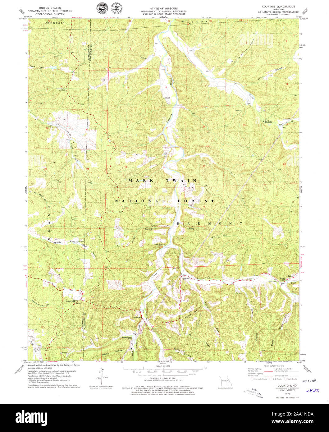 USGS TOPO Map Missouri MO Courtois 322379 1978 24000 Restoration Stock ...