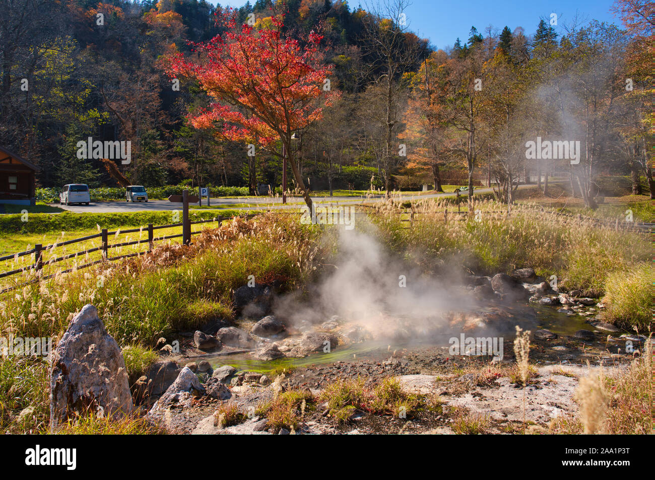 Tomuraushi Onsen, autumn foliage Stock Photo - Alamy