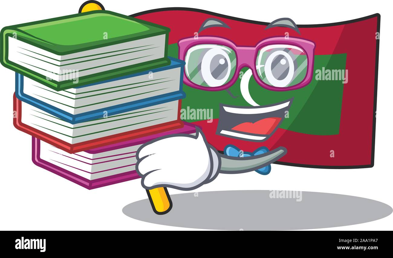 Student bring book cartoon flag maldives in with mascot Stock Vector ...