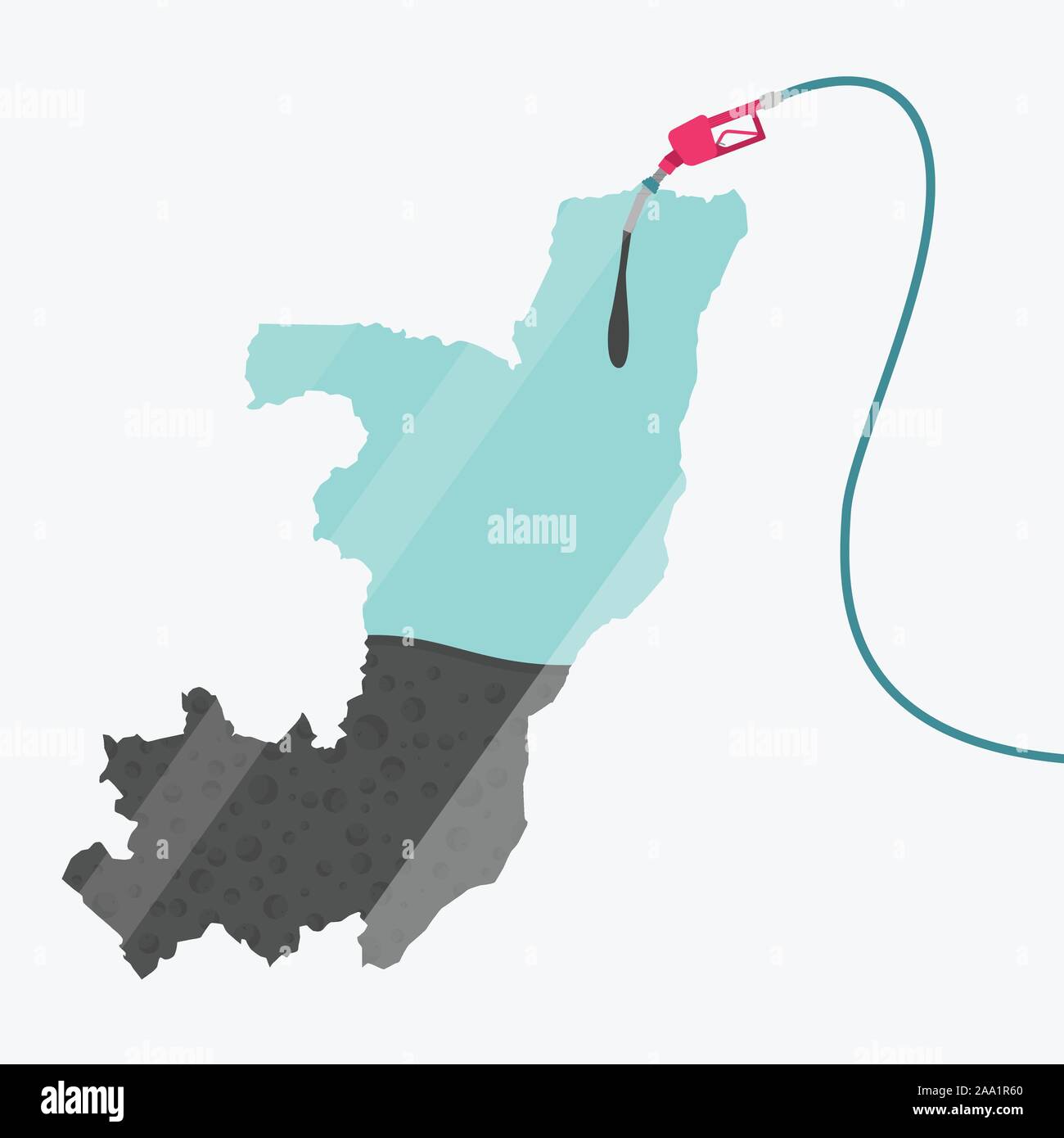 Map of Congo, in Africa, being fueled by oil. Gas pump fueled map. On ...