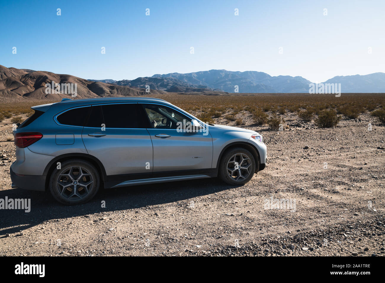 Death Valley, California/USA - October 30, 2019 Car in desert. Death ...