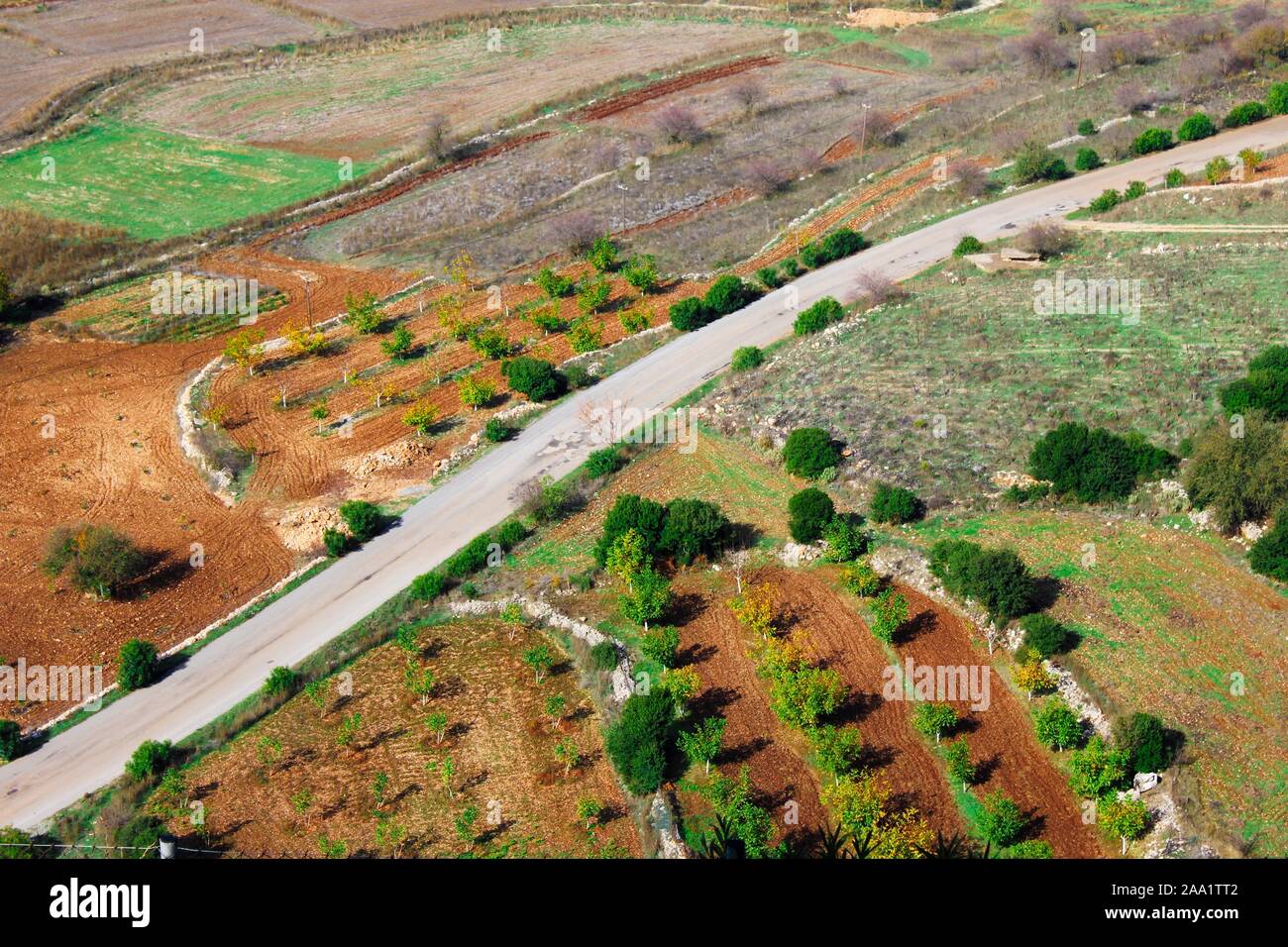 Aerial view of rural landscape in Peloponnese, Greece Stock Photo - Alamy