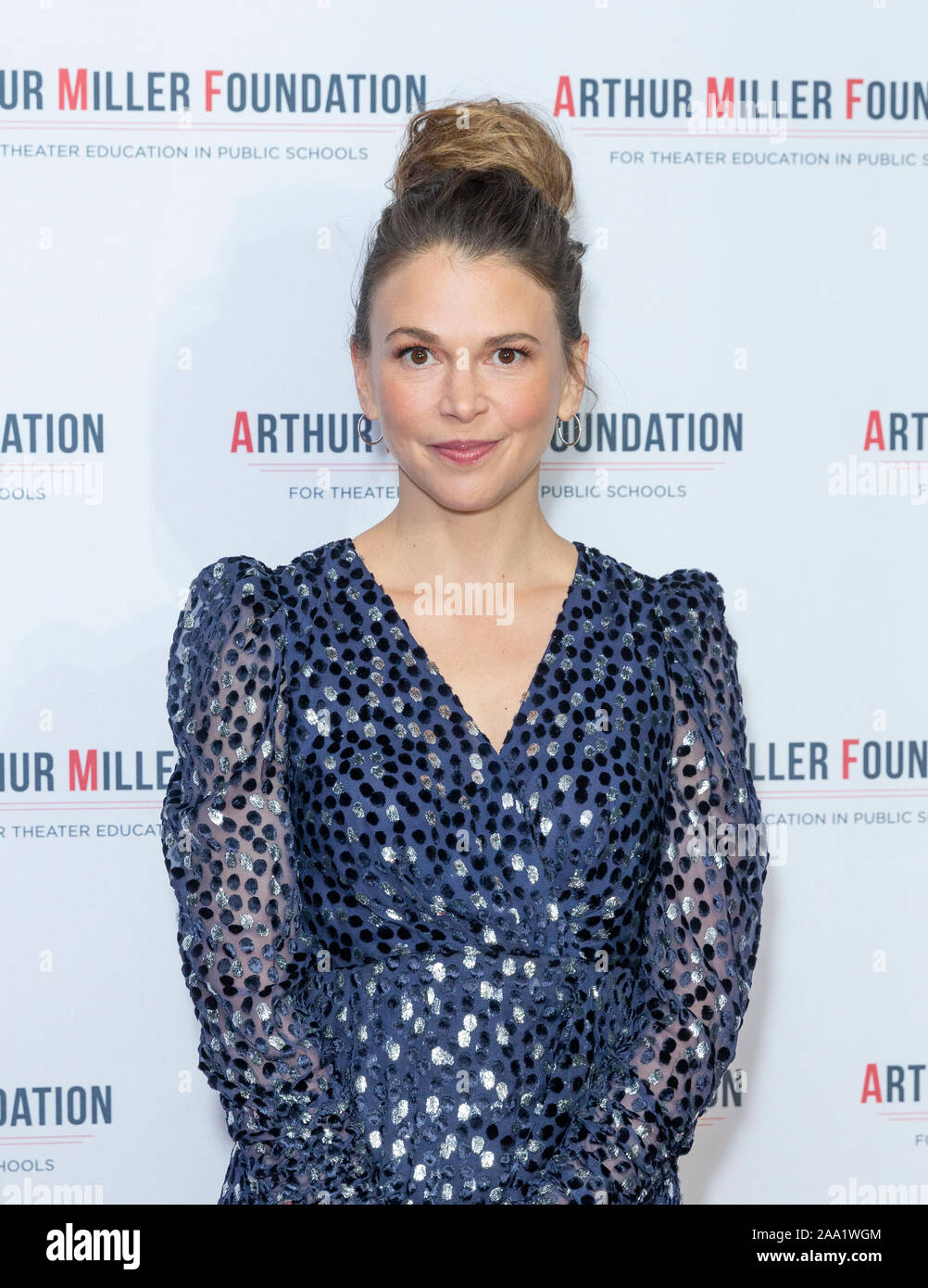 New York, NY - November 18, 2019: Sutton Foster wearing dress by Kate ...