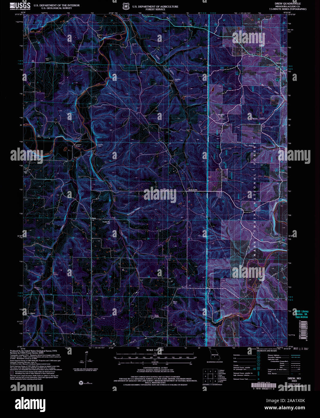USGS TOPO Map Missouri MO Drew 322516 2004 24000 Inverted Restoration ...
