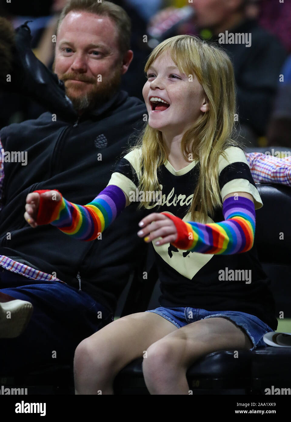 Boulder, CO, USA. 18th Nov, 2019. A young Colorado fan is excited to ...
