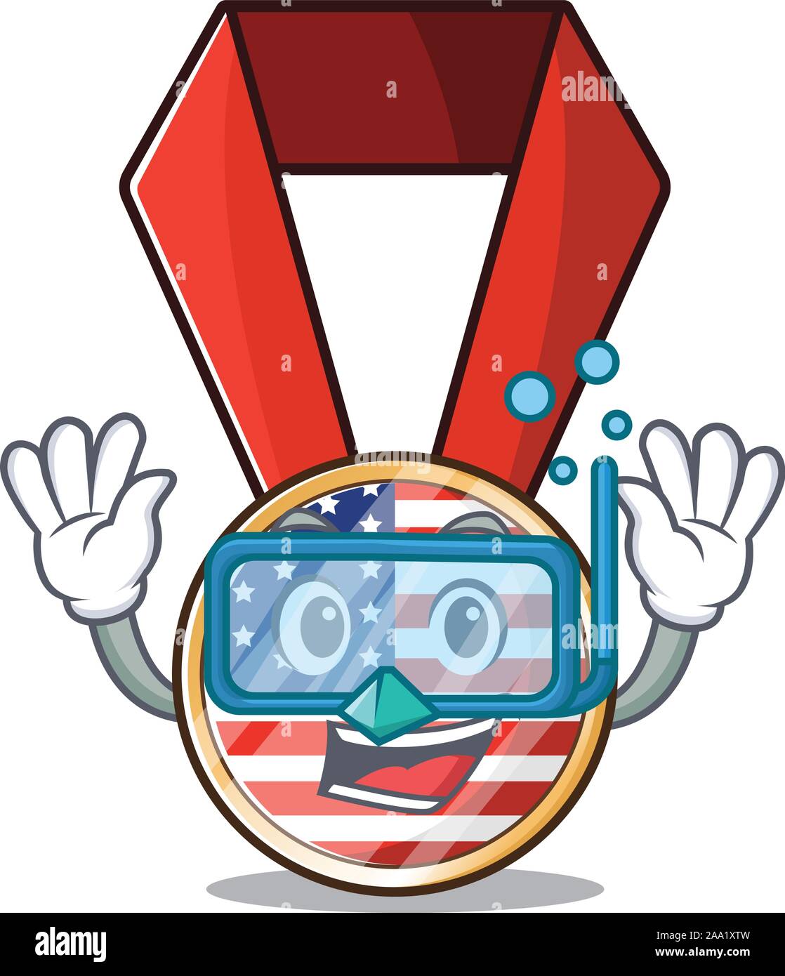 Mascot usa medal in the character diving Stock Vector Image & Art - Alamy