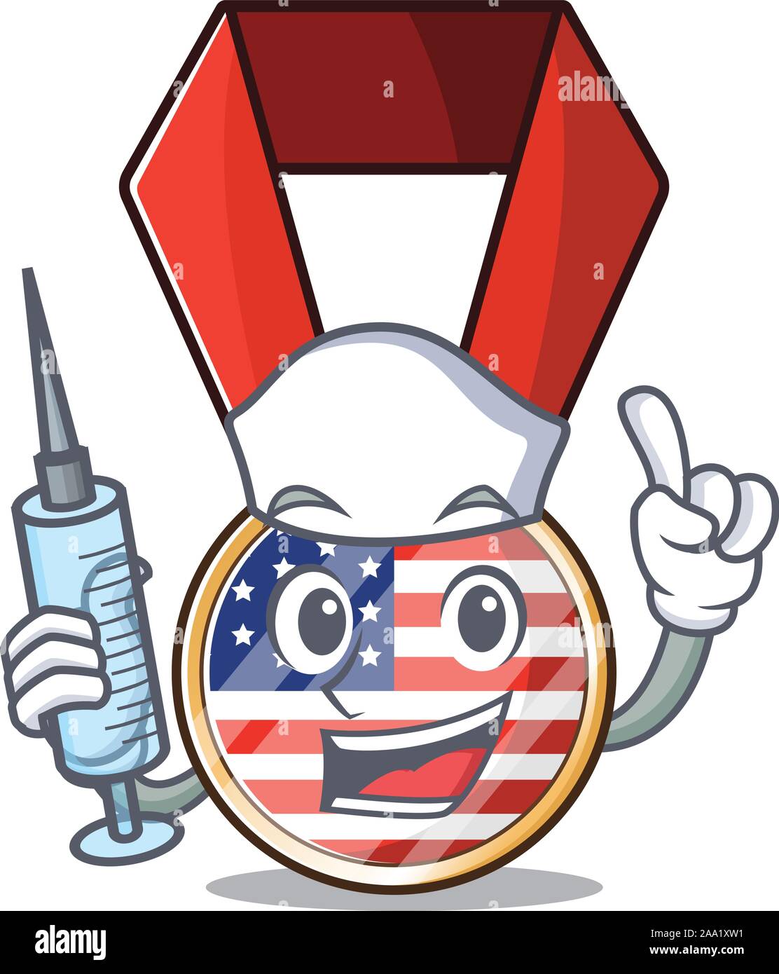 Mascot usa medal in the character nurse Stock Vector Image & Art - Alamy
