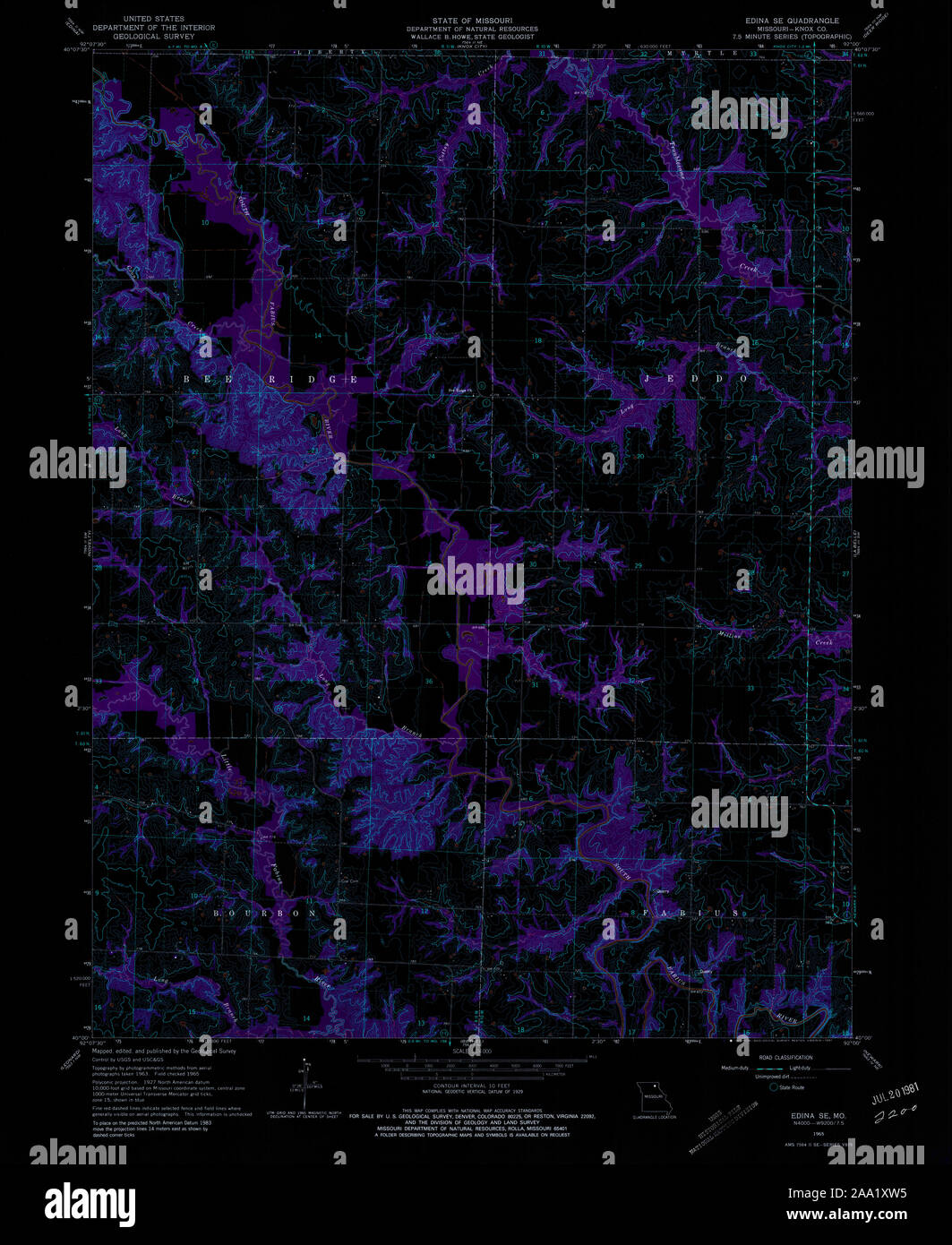 USGS TOPO Map Missouri MO Edina SE 322554 1965 24000 Inverted ...
