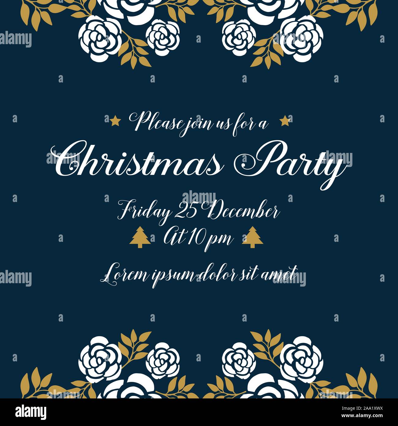 Invitation card for christmas party, with design element of white ...
