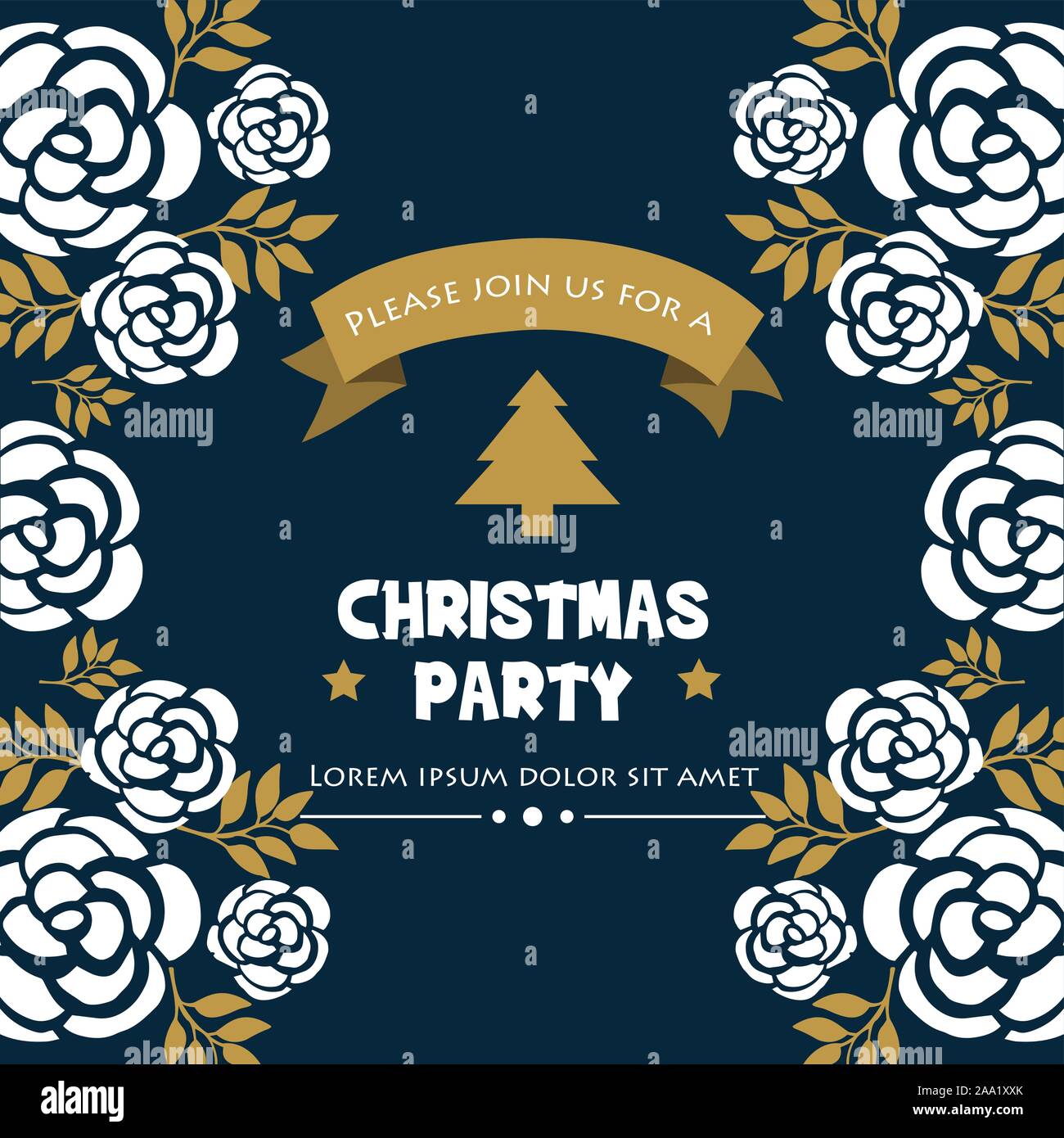 Invitation card for christmas party, with design element of white ...