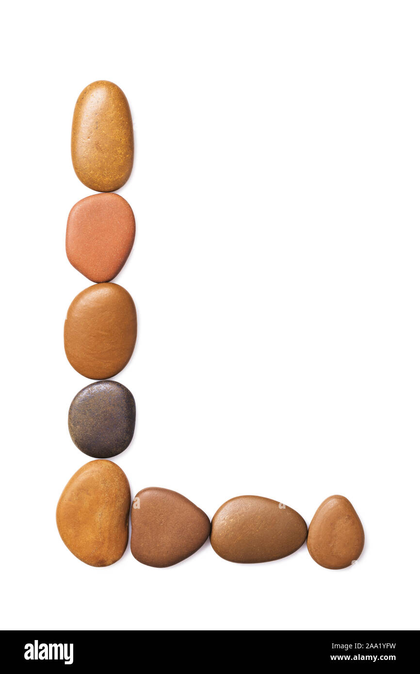 Letter L made of marine small pebbles, top view. Alphabet made of ...