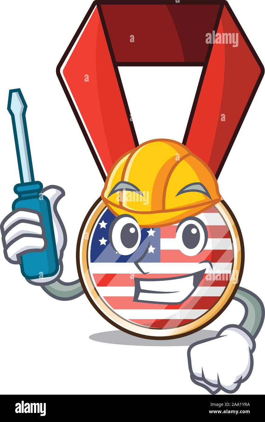 Cartoon usa ribbon with the character automotive Stock Vector Image ...