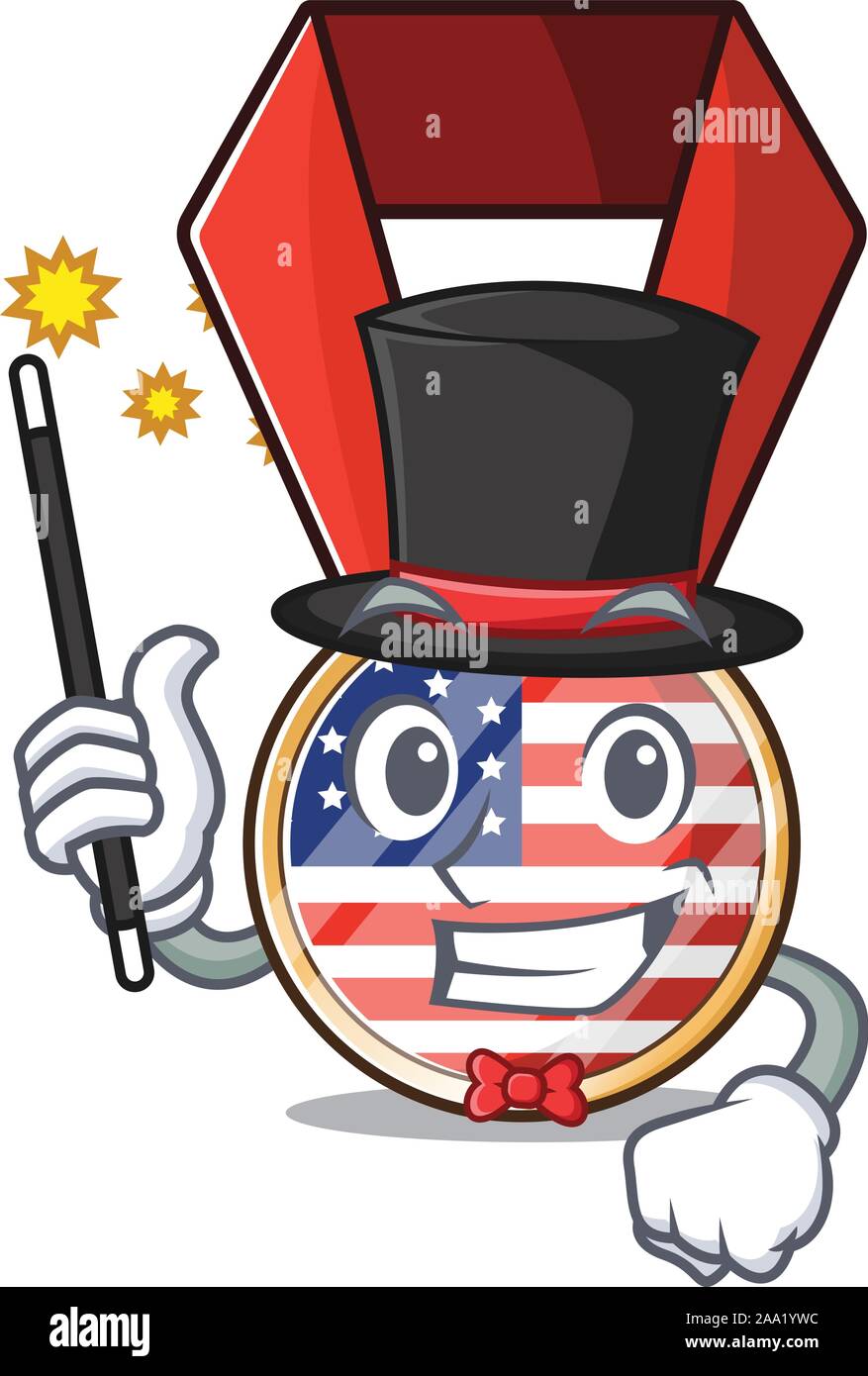 Cartoon usa ribbon with the character magician Stock Vector Image & Art ...