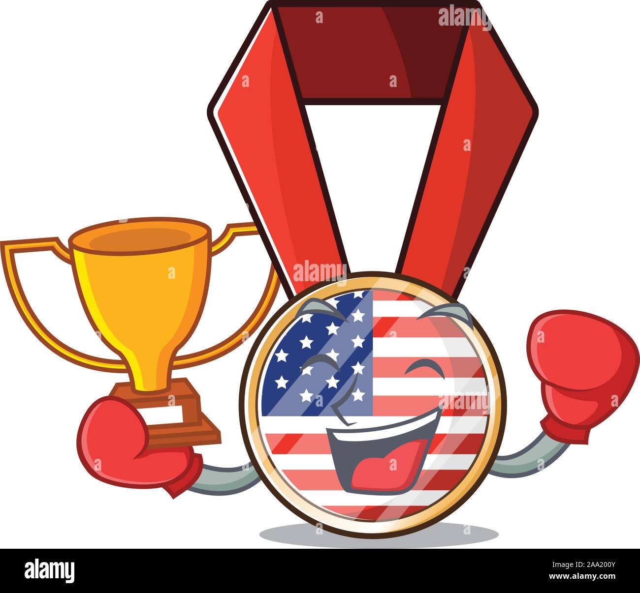 Cartoon usa ribbon with the character boxing winner Stock Vector Image ...