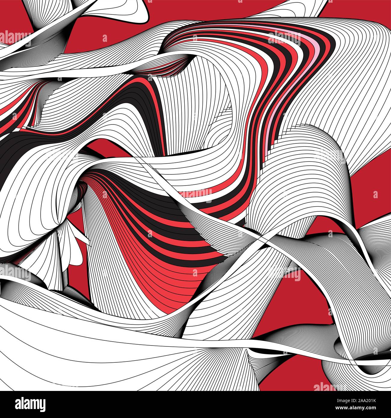 Abstract modern vector background with wavy linear elements. Example ...