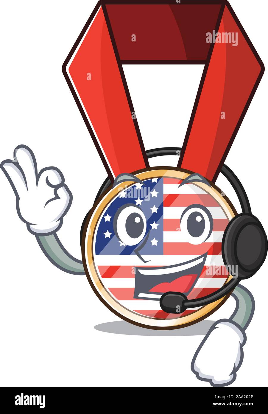 Cartoon usa ribbon with the character with headphone Stock Vector Image ...