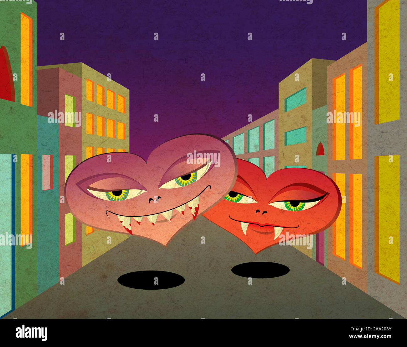 Couple of vampire hearts Stock Photo - Alamy