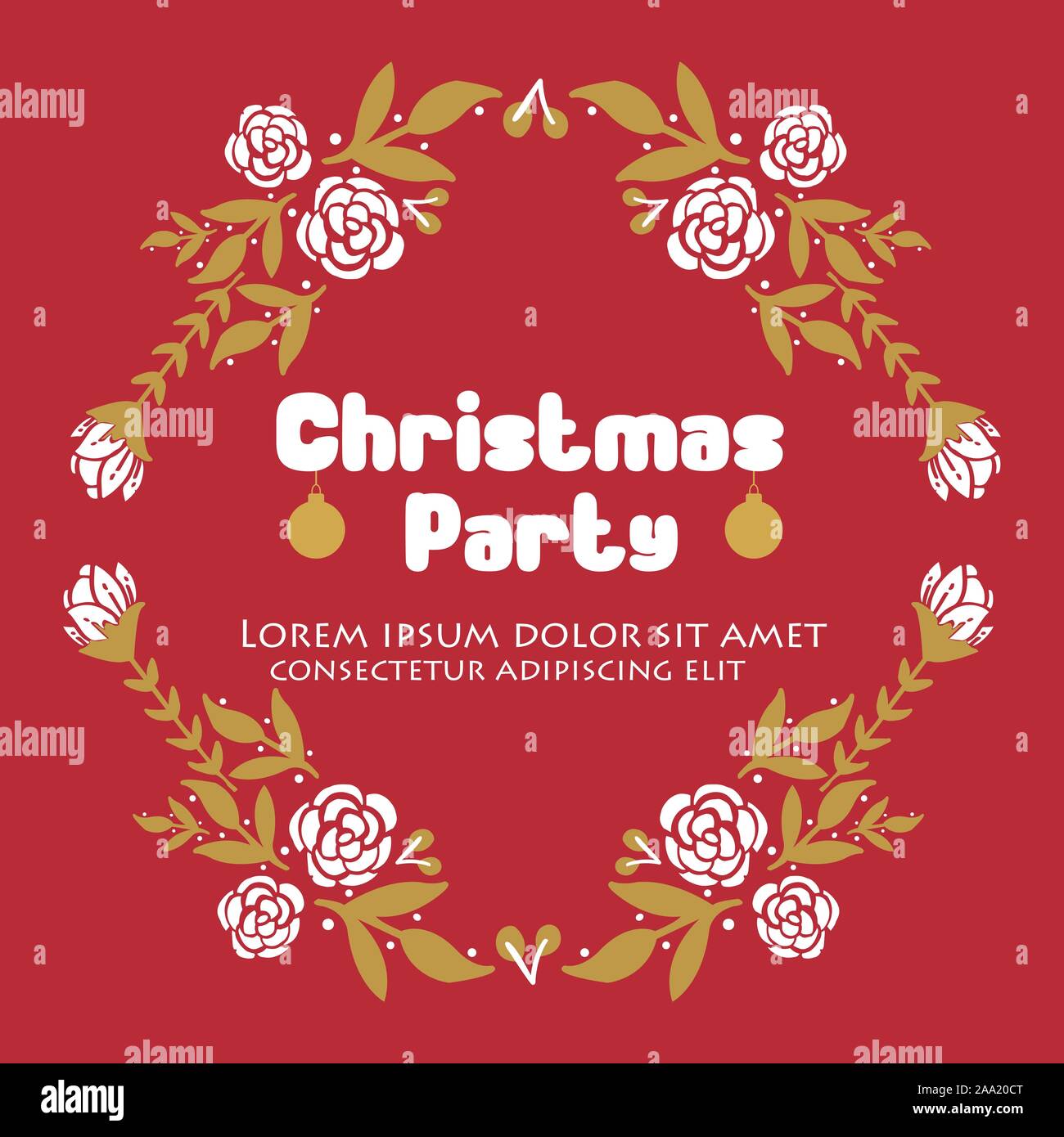 Lettering card template of christmas party, with elegant white floral ...