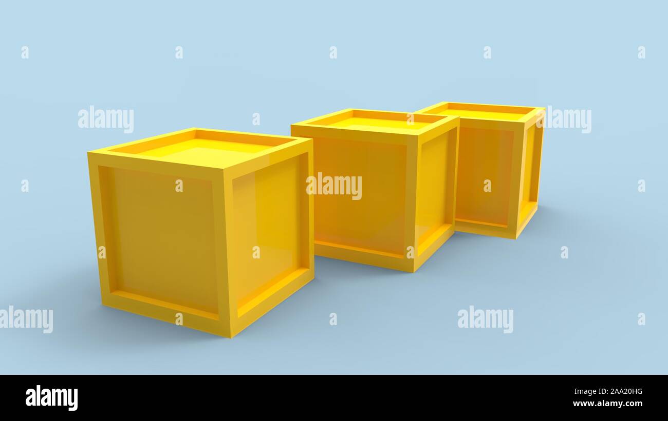 3d rendering of three boxes isolated in a studio background Stock Photo ...