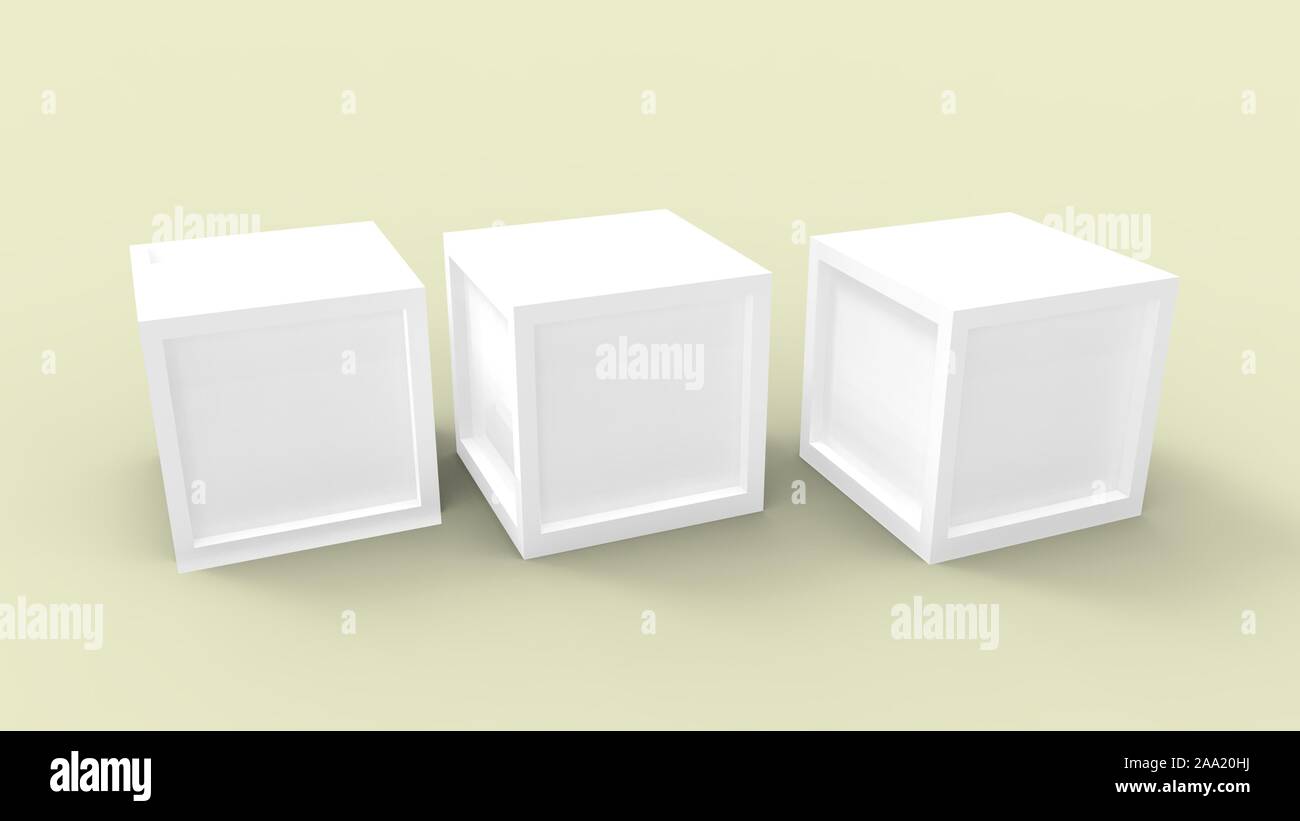 3d rendering of three boxes isolated in a studio background Stock Photo ...