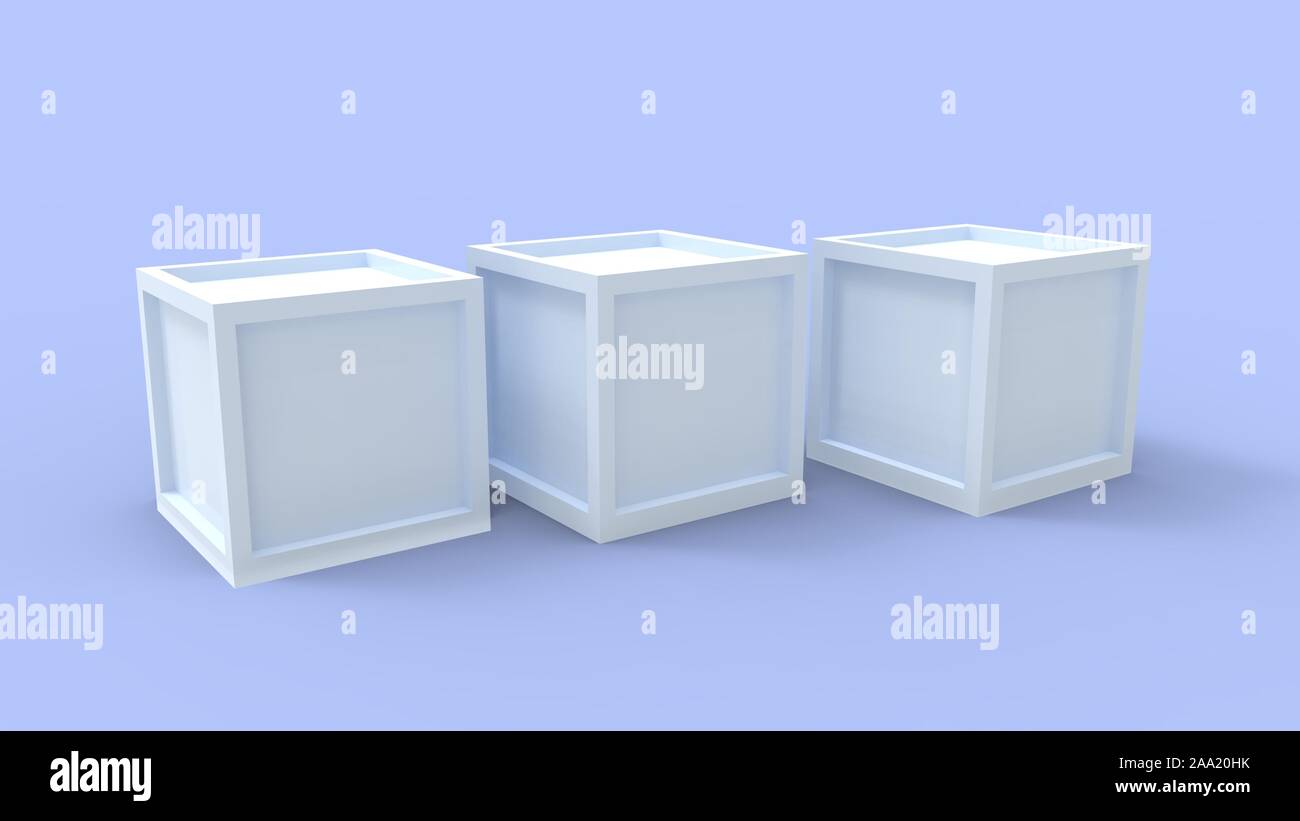 3d rendering of three boxes isolated in a studio background Stock Photo ...