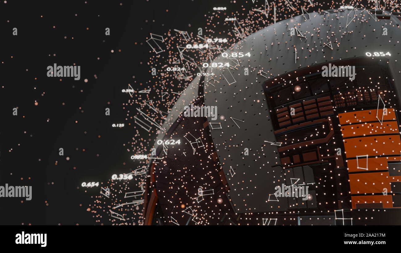 Connection Lines and Dots Around Digital Abstract Cyber PCB Sphere ...