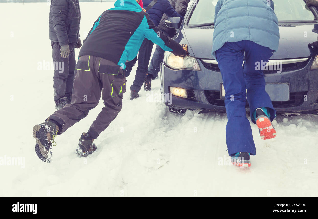 car got stuck in winter seaon Stock Photo - Alamy