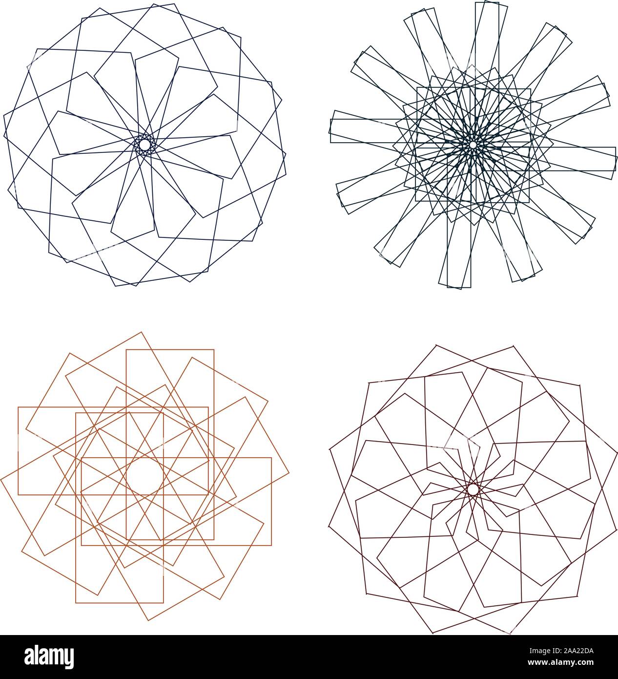 Set of spirographs in various forms and colours Stock Vector Image ...