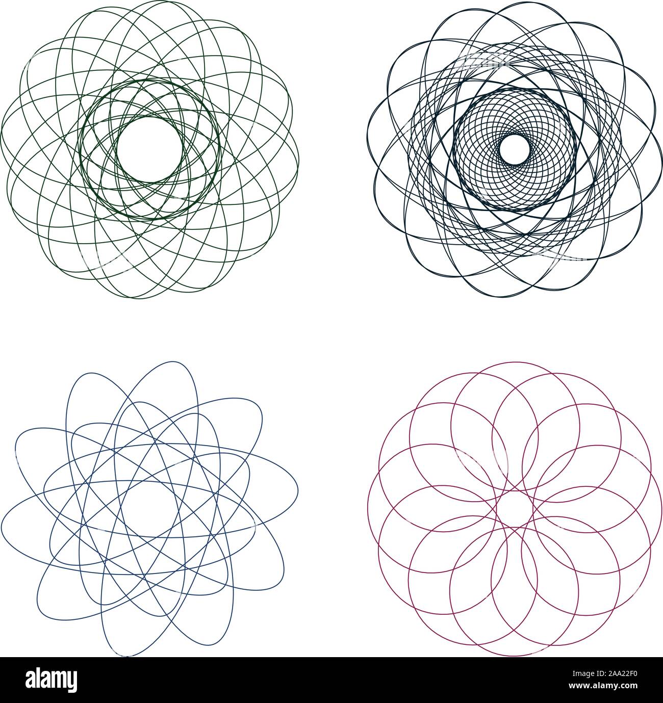 Set of spirographs in various forms and colours Stock Vector Image ...