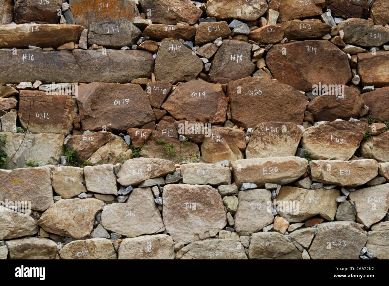 Wallpaper of ancient stone wall Stock Photo - Alamy
