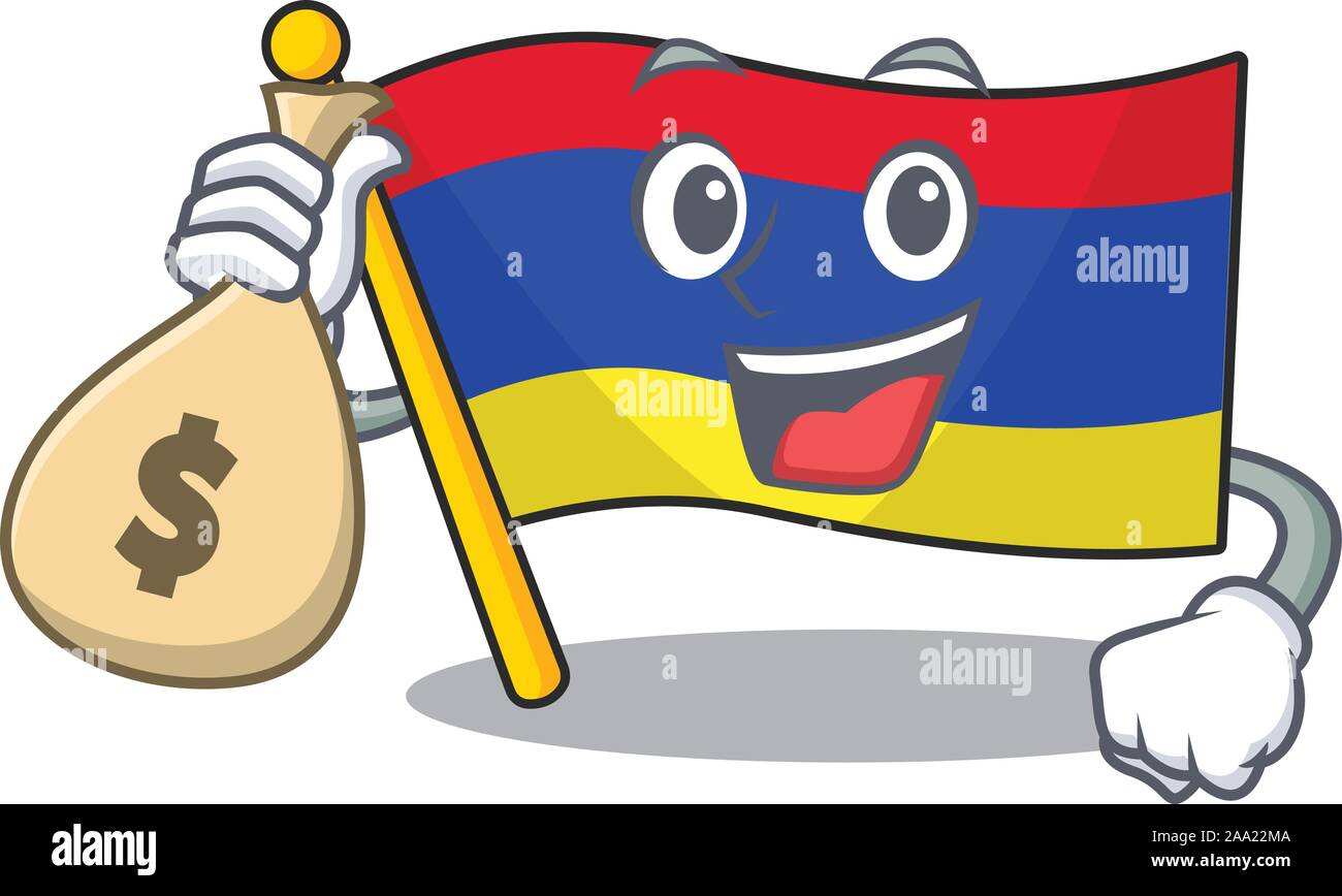 Flag armenia cartoon with in holding money bag character Stock Vector ...