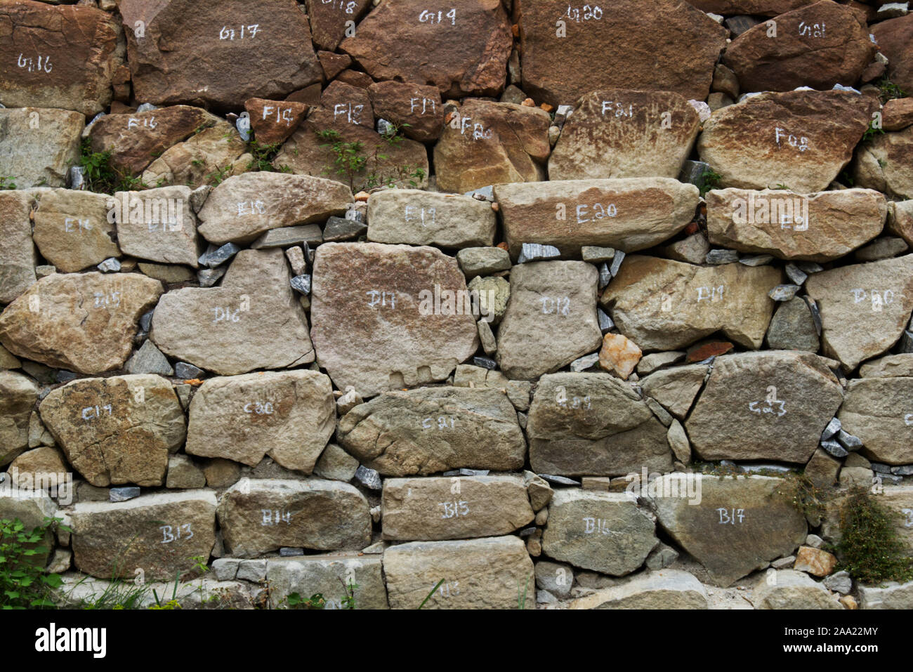 Background pf wall pattern of stone wall of the historical castle Stock ...