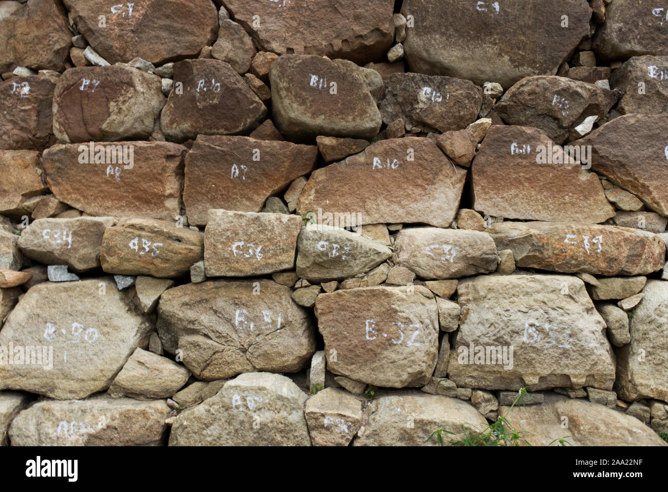 Background wall pattern of historical stone wall of ancient india Stock ...