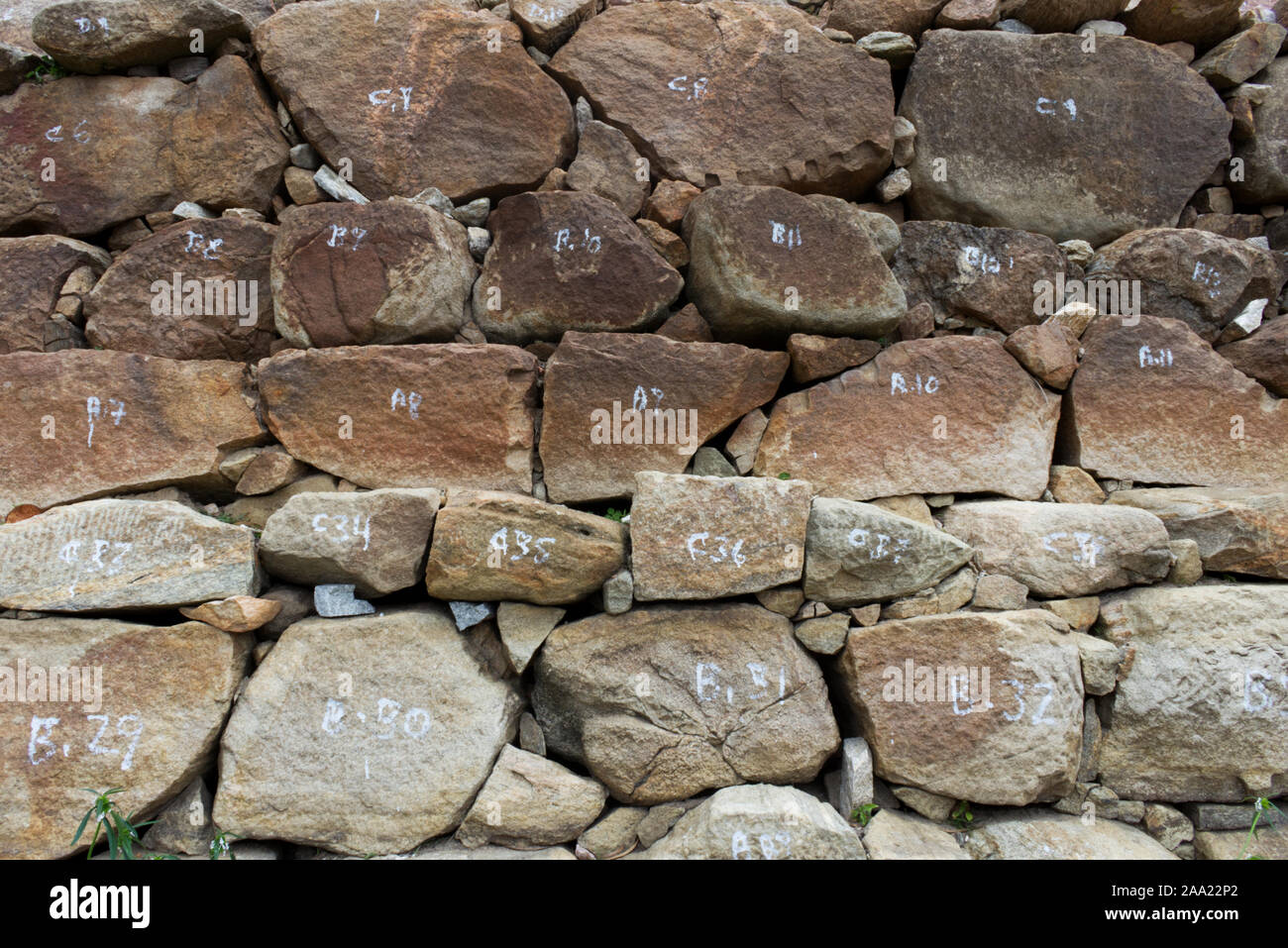Stone wall patterns of ancient india Stock Photo - Alamy
