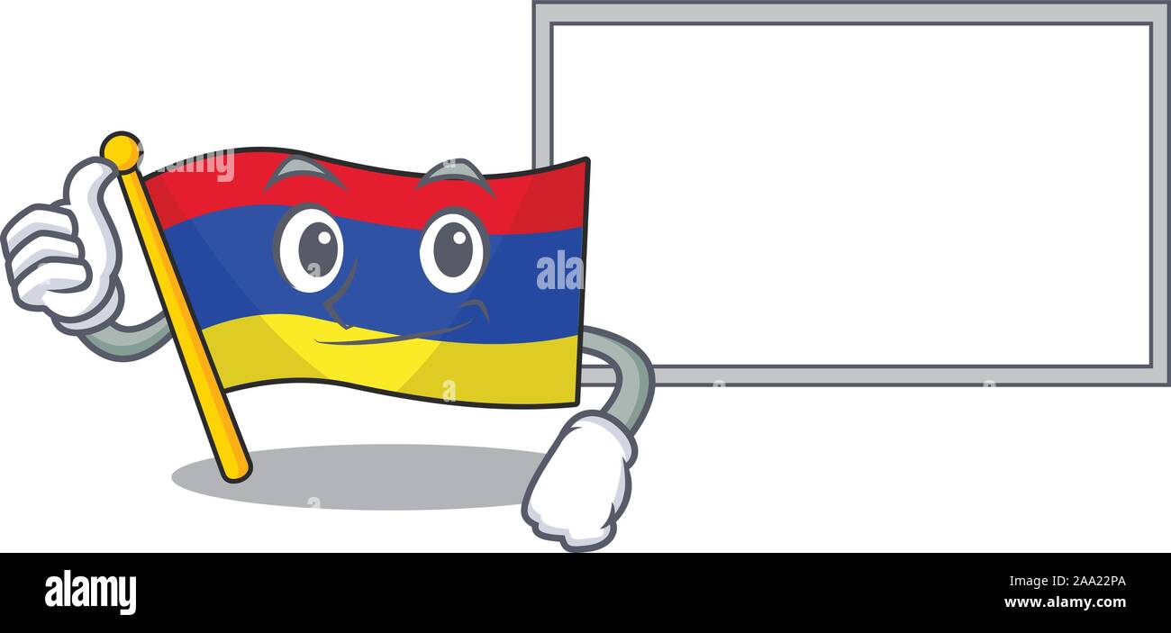 Flag armenia cartoon with in thumbs up with board character Stock ...