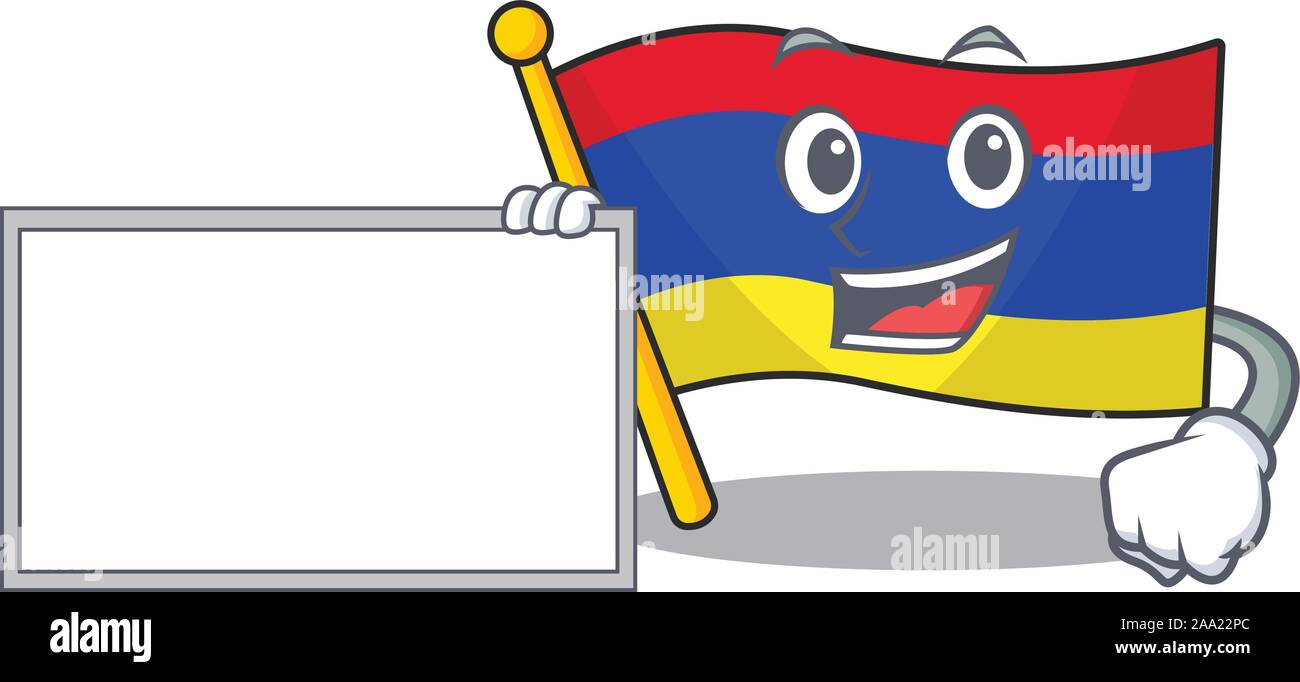 Flag armenia cartoon with in with board character Stock Vector Image ...