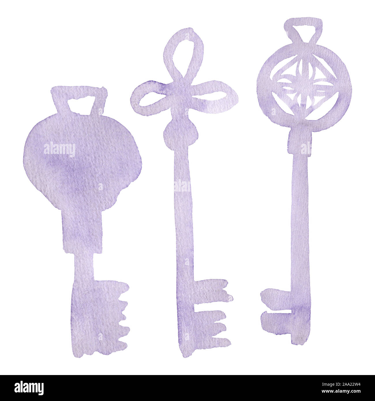 Isolated old key illustration element. Watercolor background ...