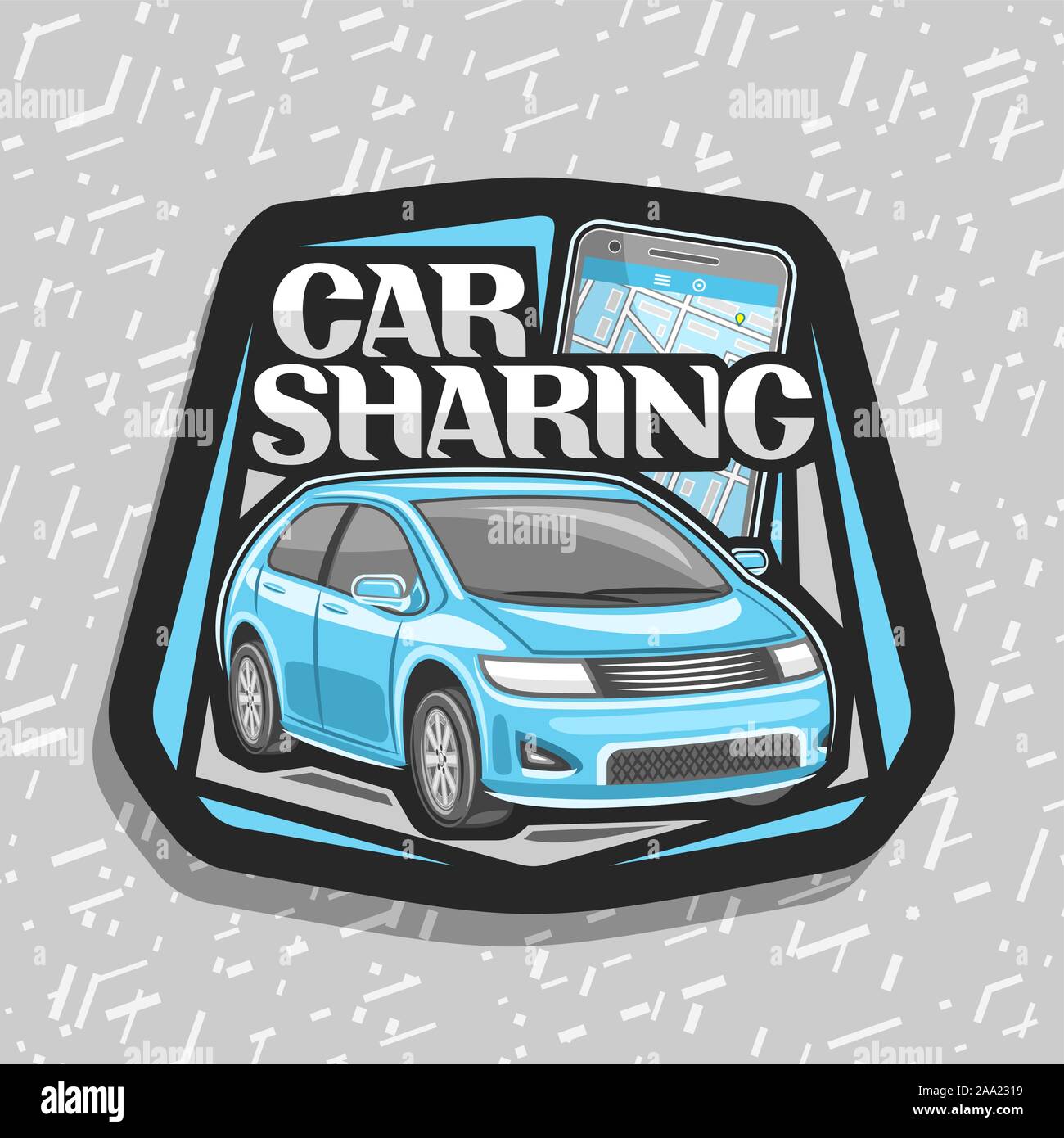 Vector logo for Car Sharing company, black decorative badge with ...
