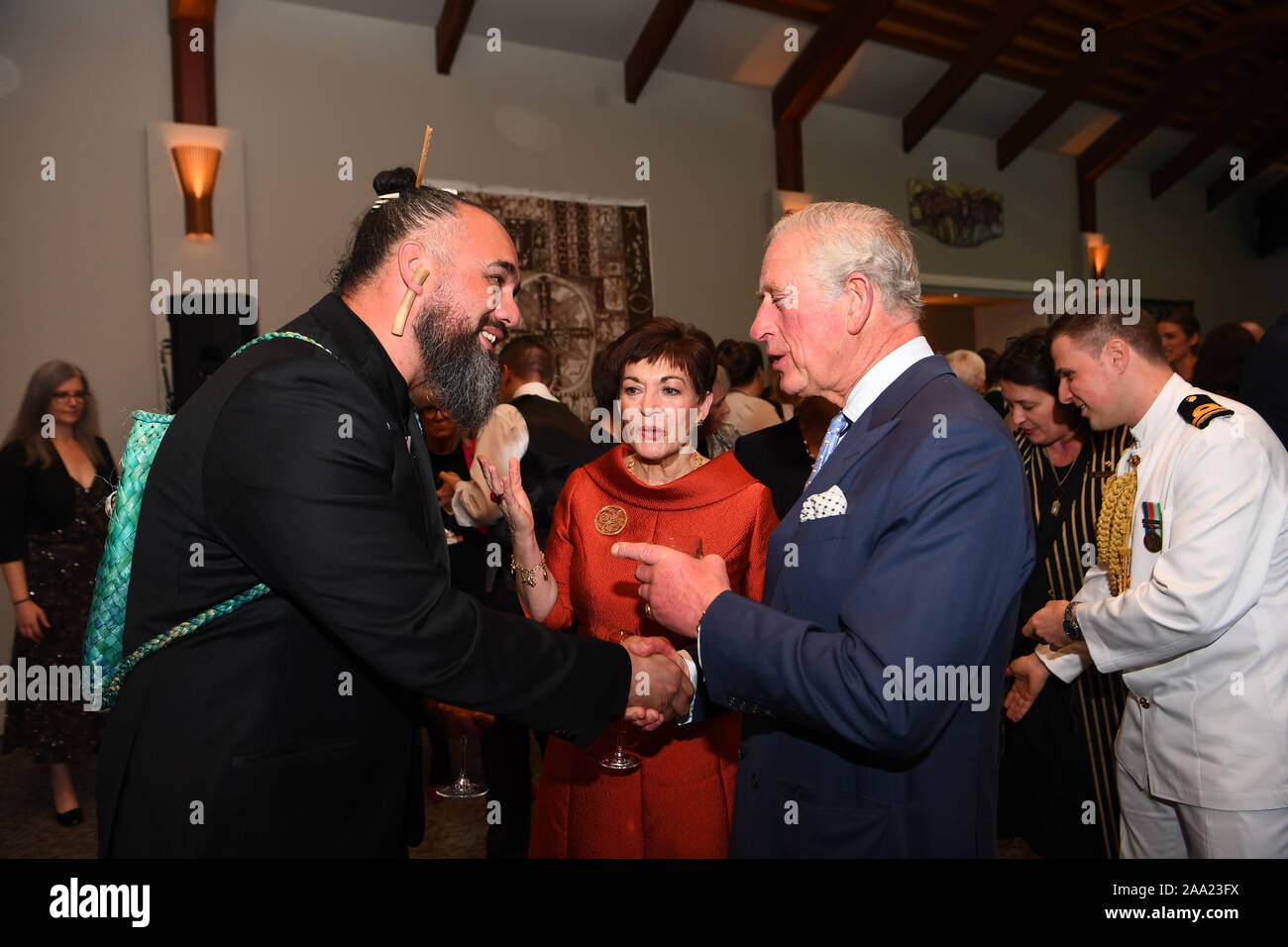 The Prince of Wales meets musician Horomona Horo as he attends a ...