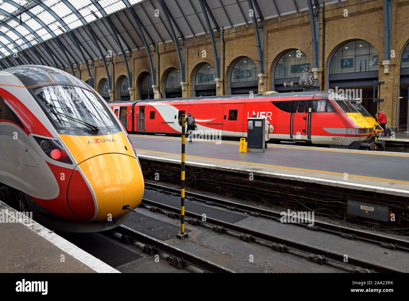 The new LNER Azuma train seen at Kings Cross Station London Stock Photo ...