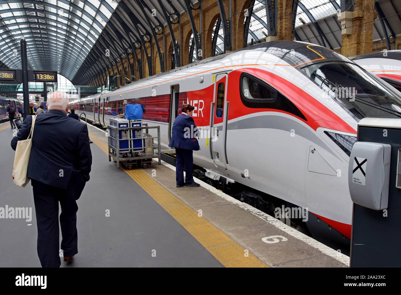 The new LNER Azuma train seen at Kings Cross Station London Stock Photo ...