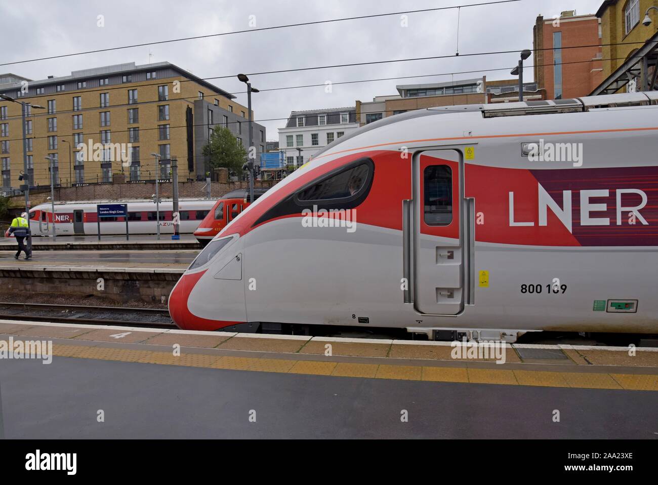 The new LNER Azuma trains built by Hitachi and launched in 2019 seen at ...