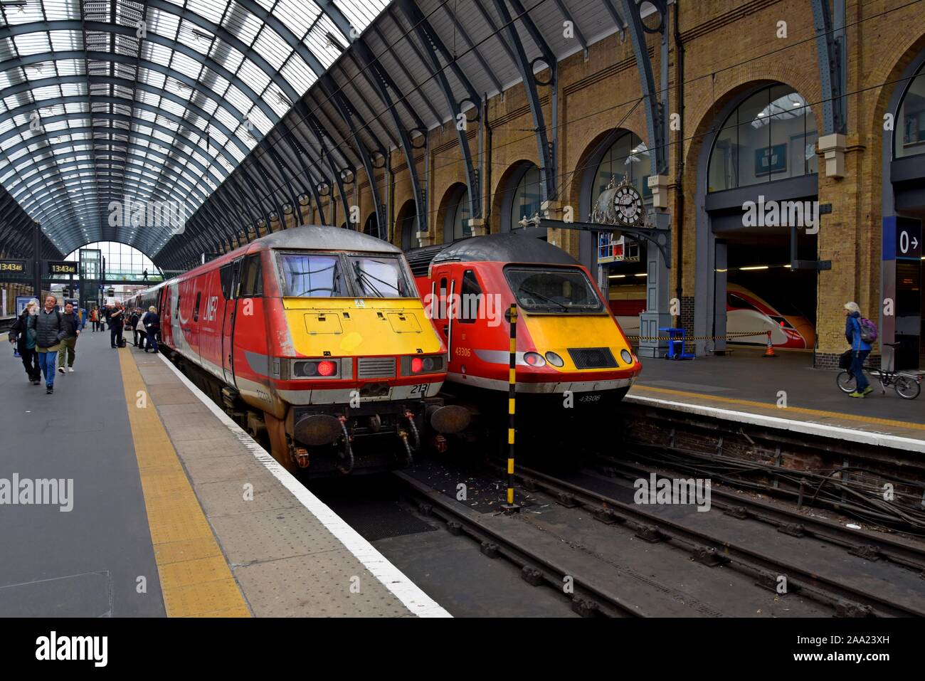 LNER Inter City 125 diesel and Class 90 electric trains seen at Kings ...