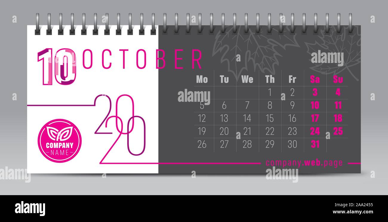 2020 vector calendar design, typography, illustration Stock Vector ...