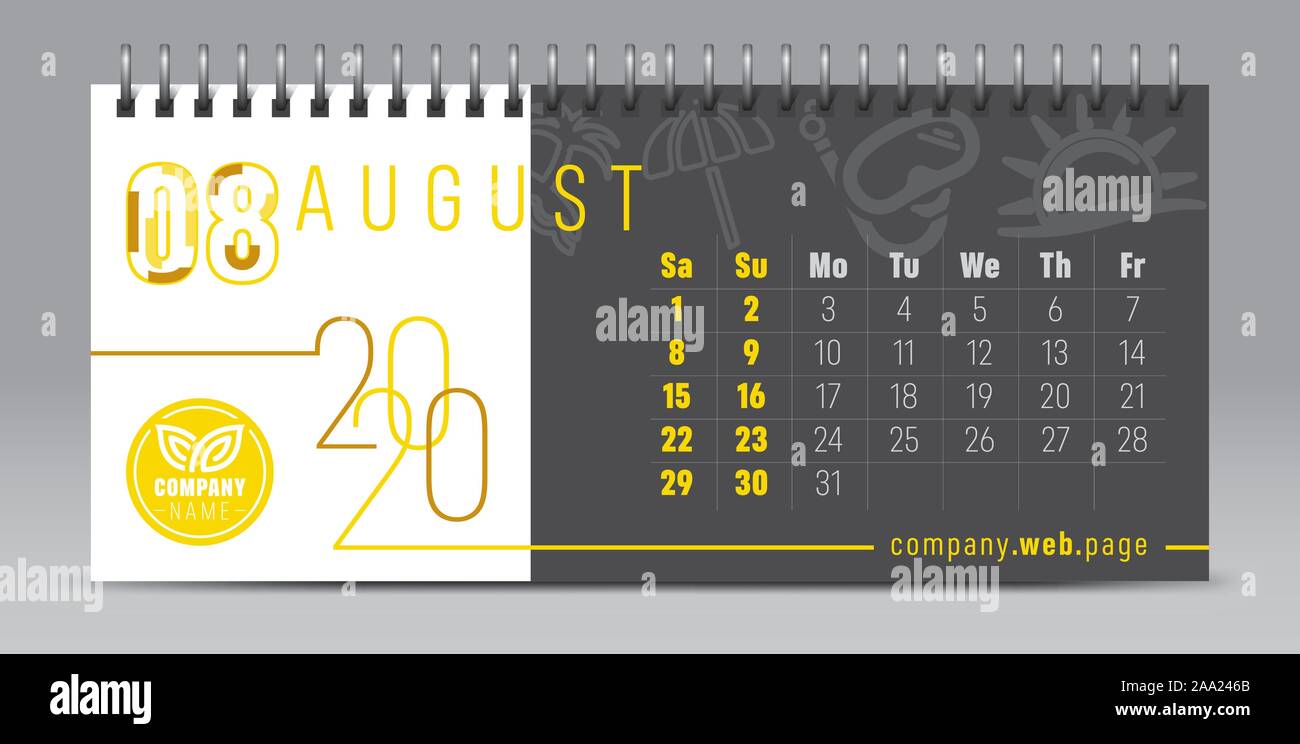 2020 vector calendar design, typography, illustration Stock Vector ...