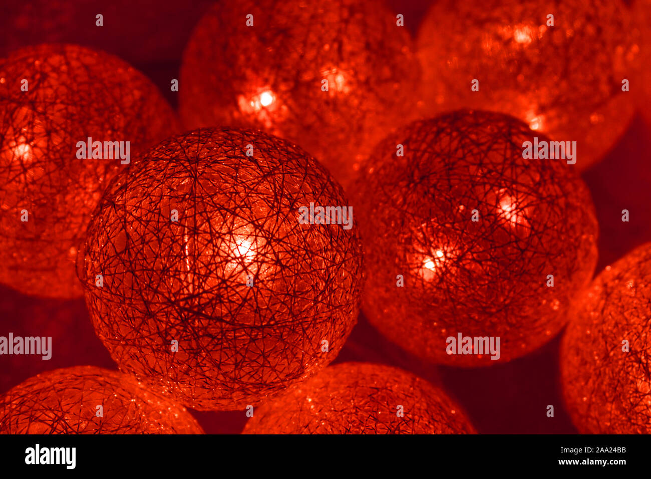 Background from luminous balls of red color Stock Photo - Alamy
