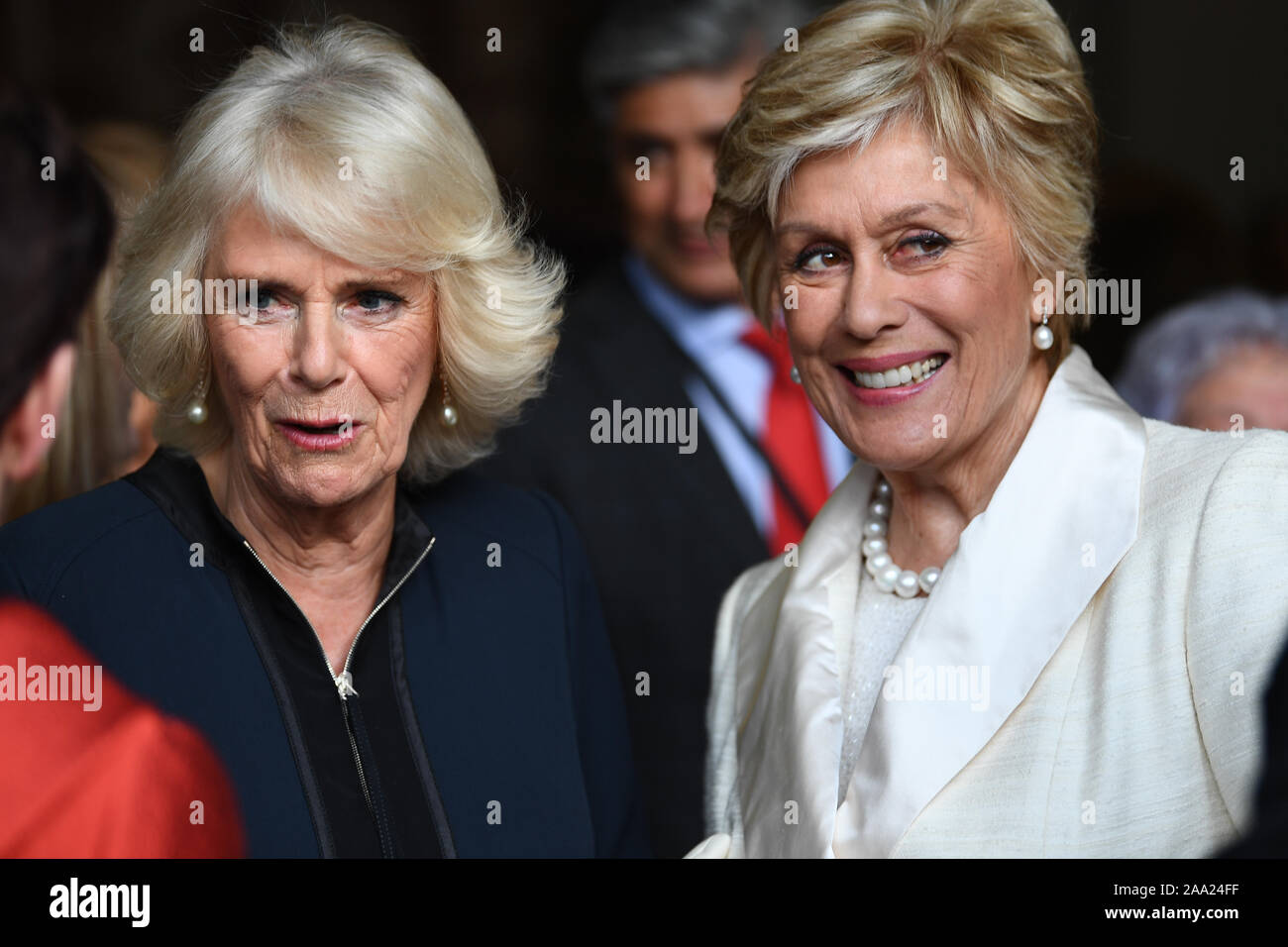 The Duchess of Cornwall and Dame Kiri Te Kanawa attend a reception ...