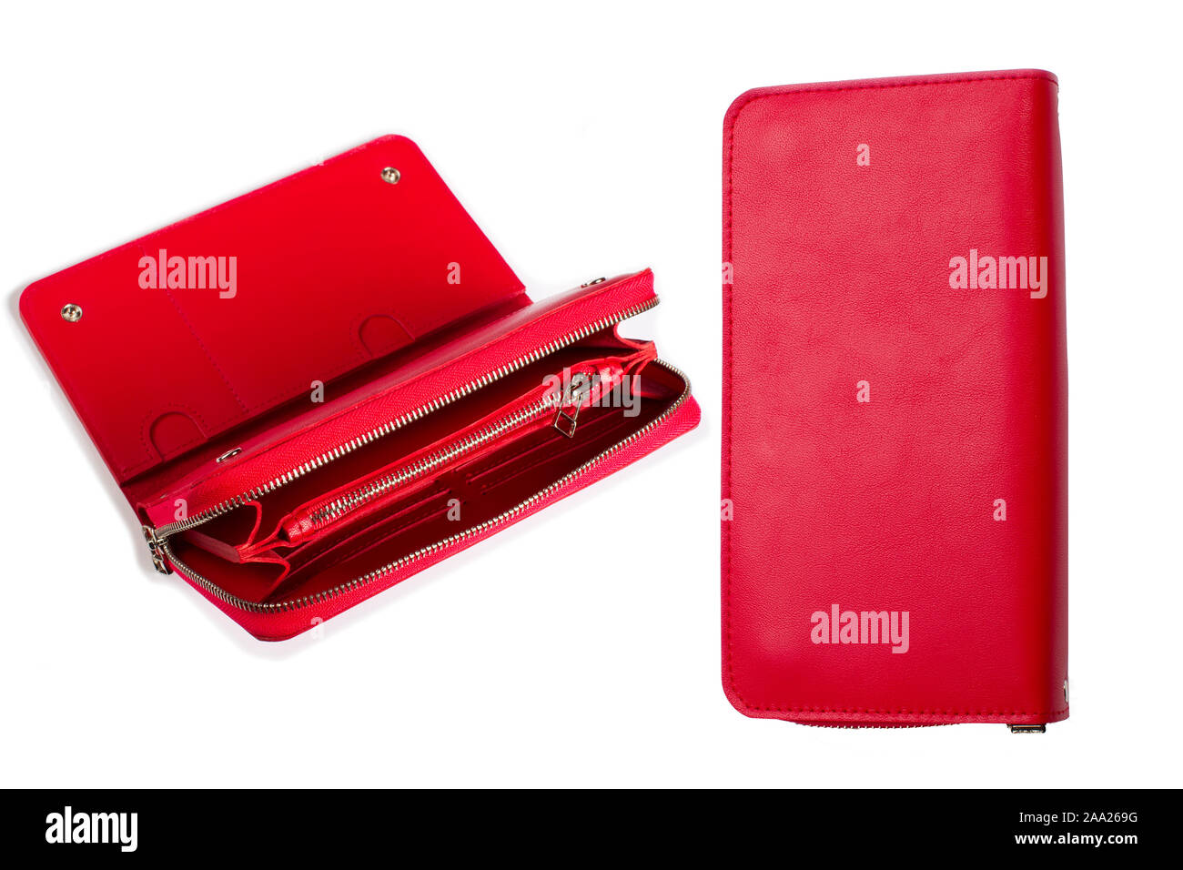 Open and closed wallet on a white background Stock Photo - Alamy